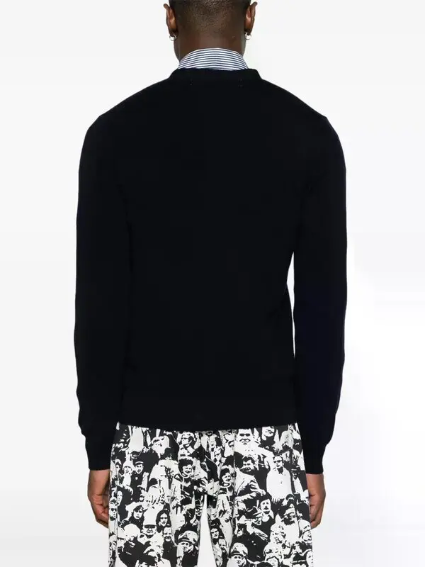 Play Comme Des Garcon V-neck Wool Cardigan - Blue
