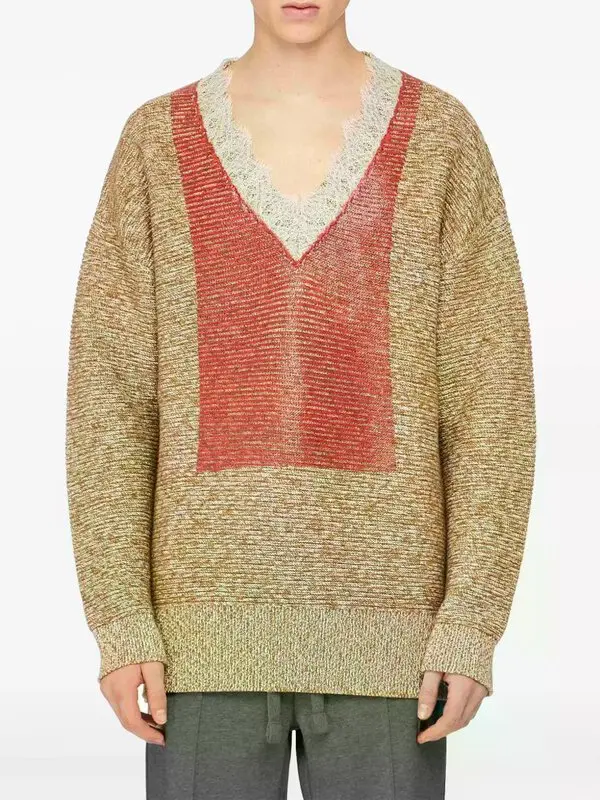 JW Anderson Lace-trim Colour-block Jumper - Gold