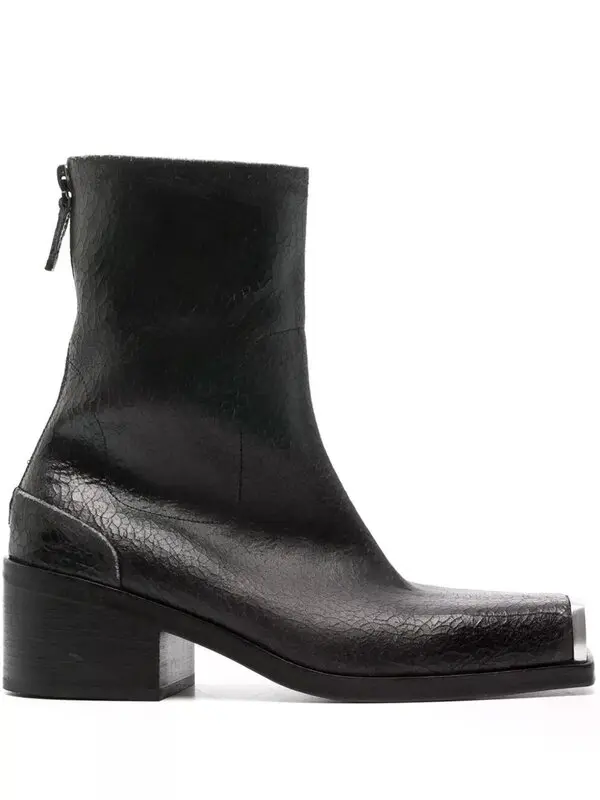 Marsèll Crinkled Leather Boots With Metal Toecap - Black