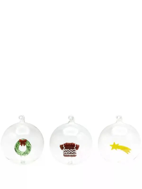 CU I SEEYOU Christmas 3d-detailing Glass Baubles - Neutrals