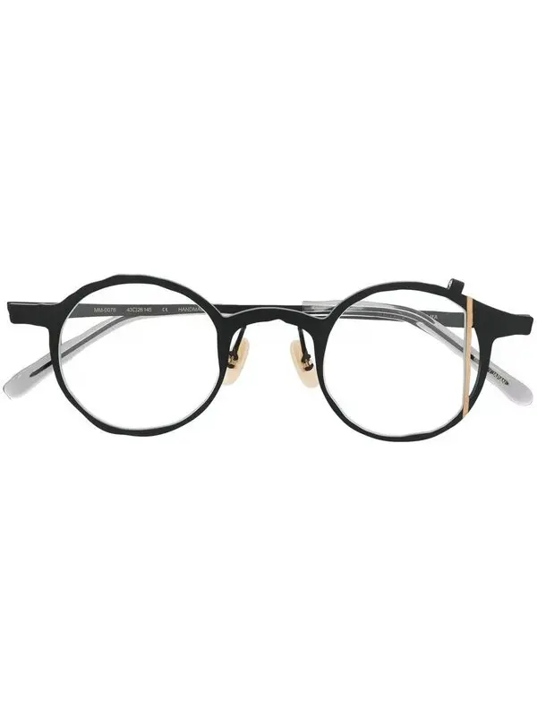 MASAHIROMARUYAMA Strap-detail Round Glasses - Black