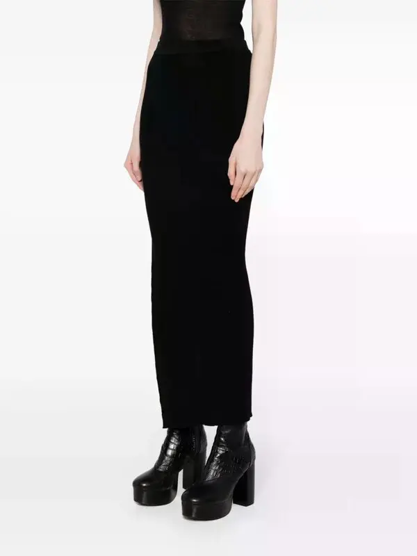Rick Owens Ziggy Ribbed-knit Maxi Skirt - Black