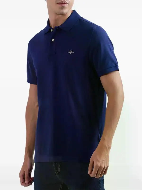 Gant Logo-embroidered Polo Shirt - Blue