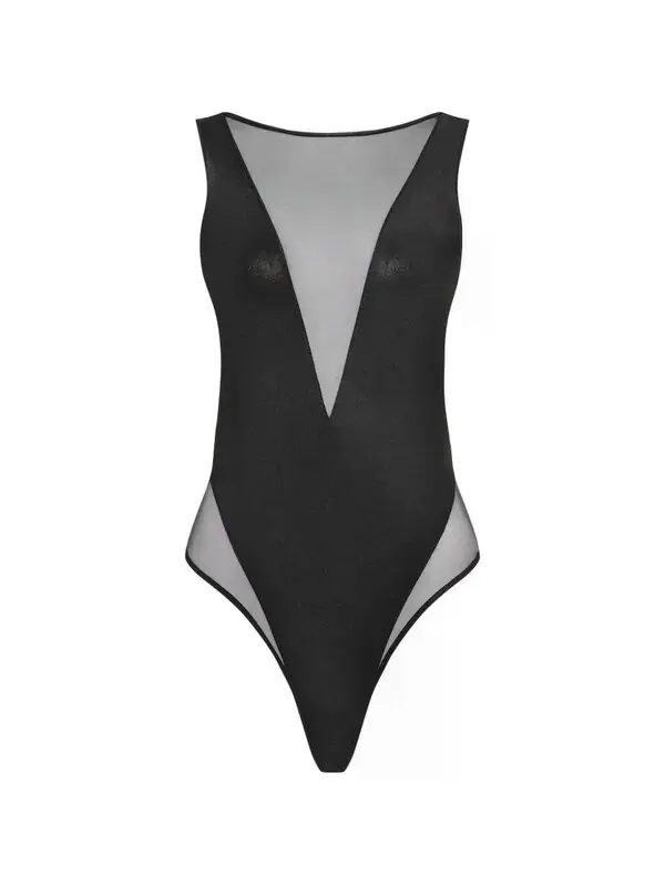 MAISON CLOSE Minuit Sheer V-neck Swimsuit - Black