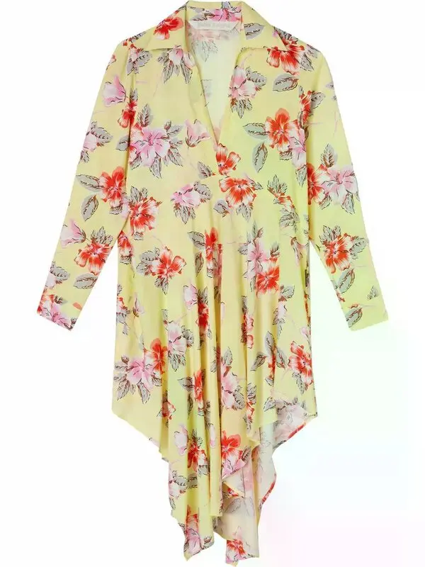 Palm Angels Asymmetrical Floral Shirtdress