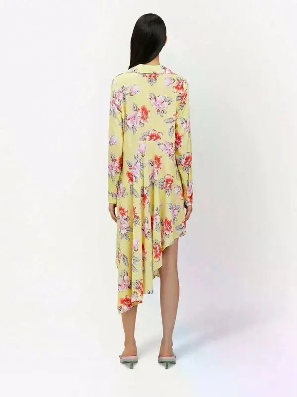 Palm Angels Asymmetrical Floral Shirtdress