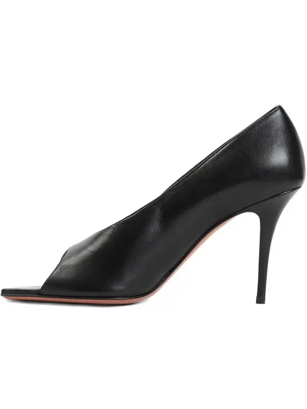 Amina Muaddi Leather Slip-on High Stiletto Heel Sandals
