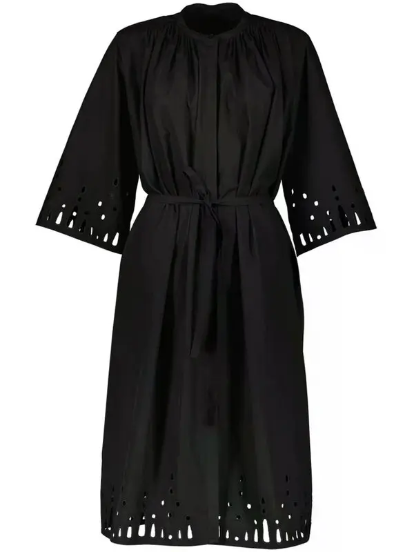 YVES SALOMON Broderie Anglaise Midi Dress - Black
