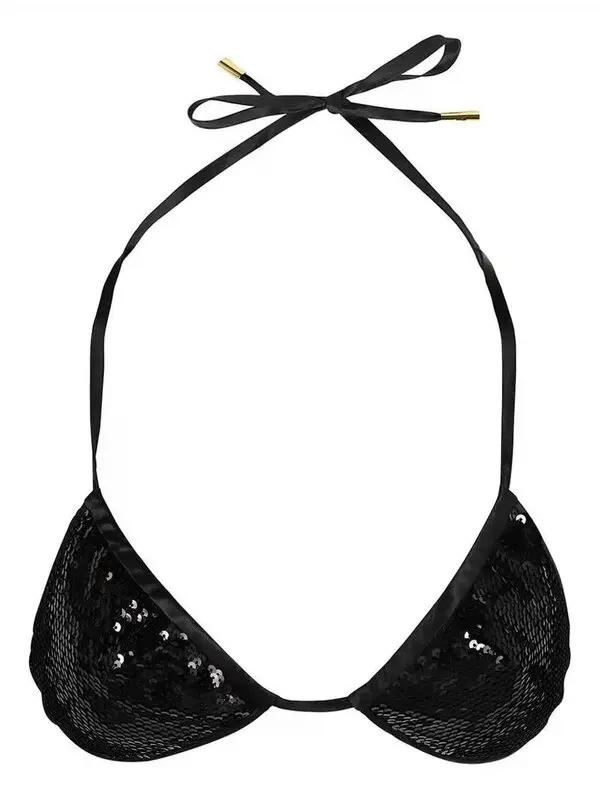TOM FORD Sequin Embellished Triangle Bikini Top - Black