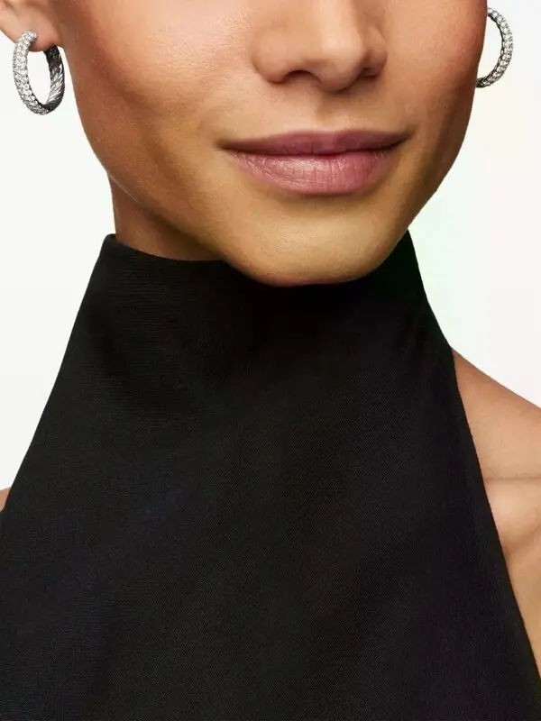 David Yurman Sterling Mercer Diamond Hoop Earrings