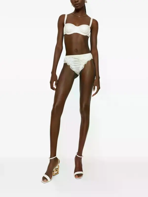 Dolce & Gabbana Lace-trim Satin Thong