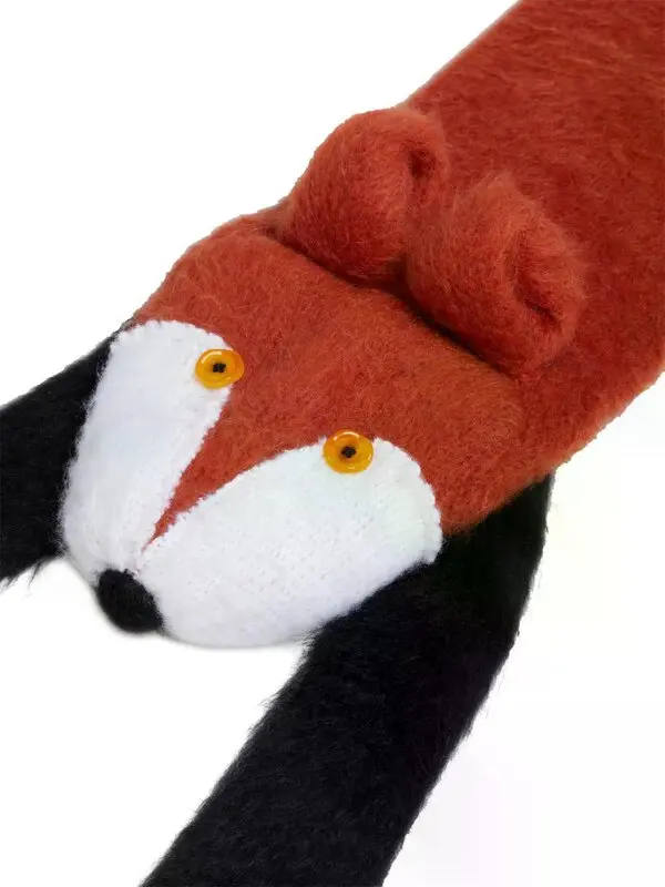 Marni Fox Knitted Scarf - Brown
