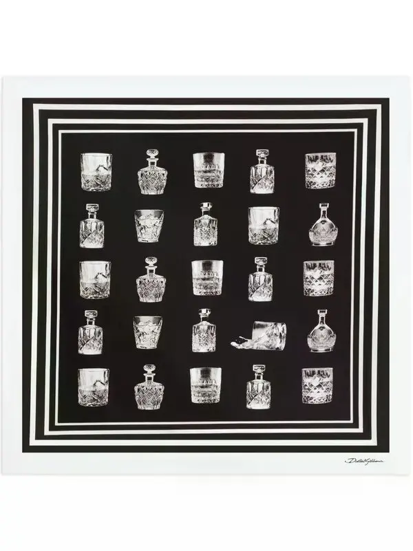 Dolce & Gabbana Silk Twill Scarf With Liquor Print