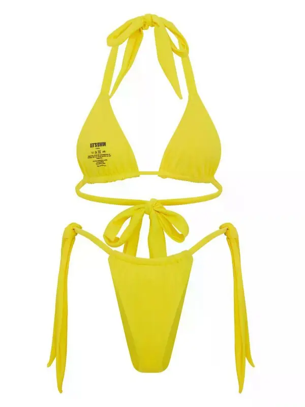 LET'S SWIM Triangle Cup Halterneck Bikini Top - Yellow