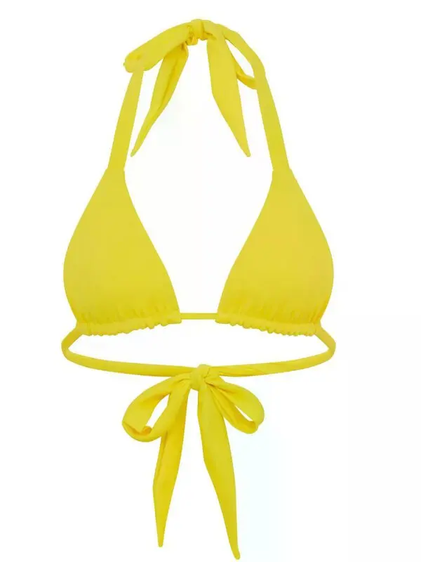 LET'S SWIM Triangle Cup Halterneck Bikini Top - Yellow