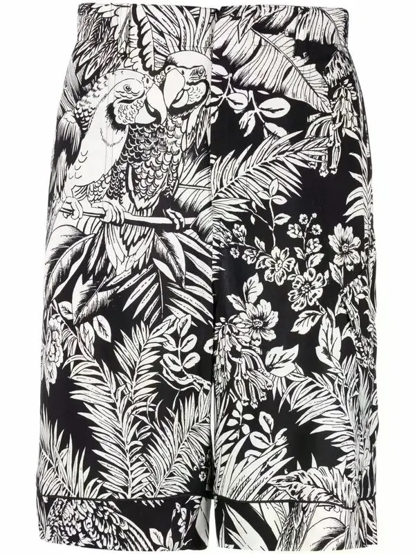 Palm Angels Parrot-print Track Shorts - Black