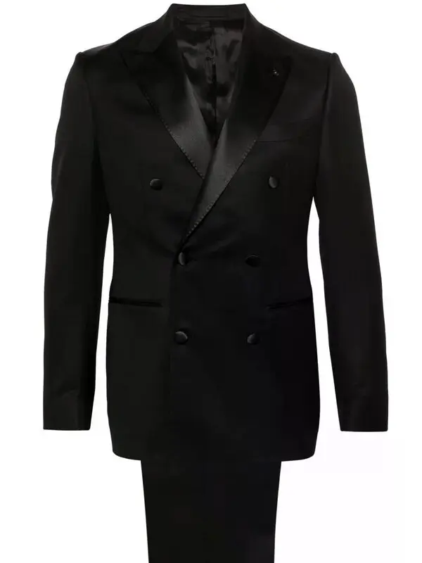 LUIGI BIANCHI MANTOVA Peak-lapels Double-breasted Suit - Black