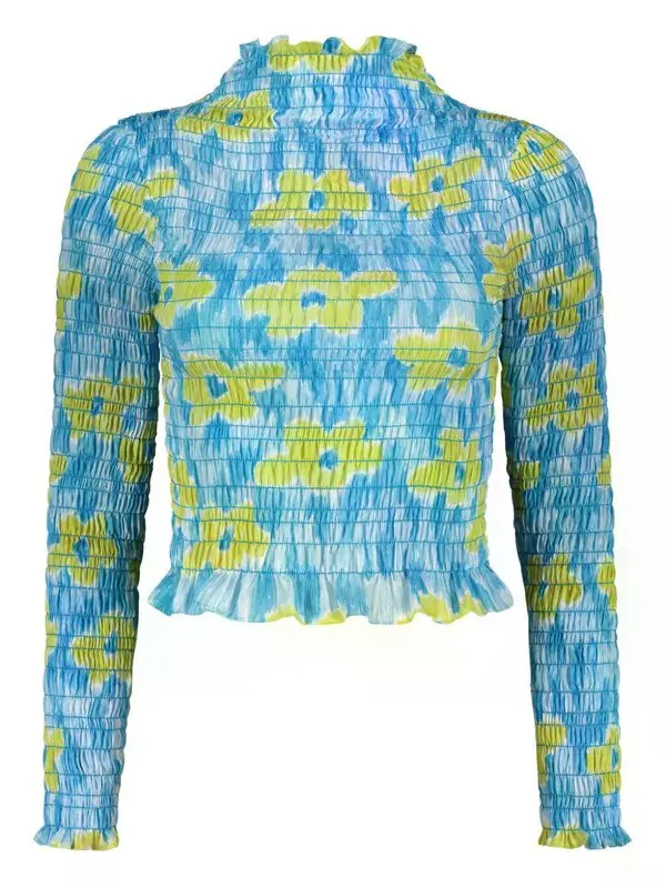 AMY CROOKES Printed Long-sleeve Top - Blue