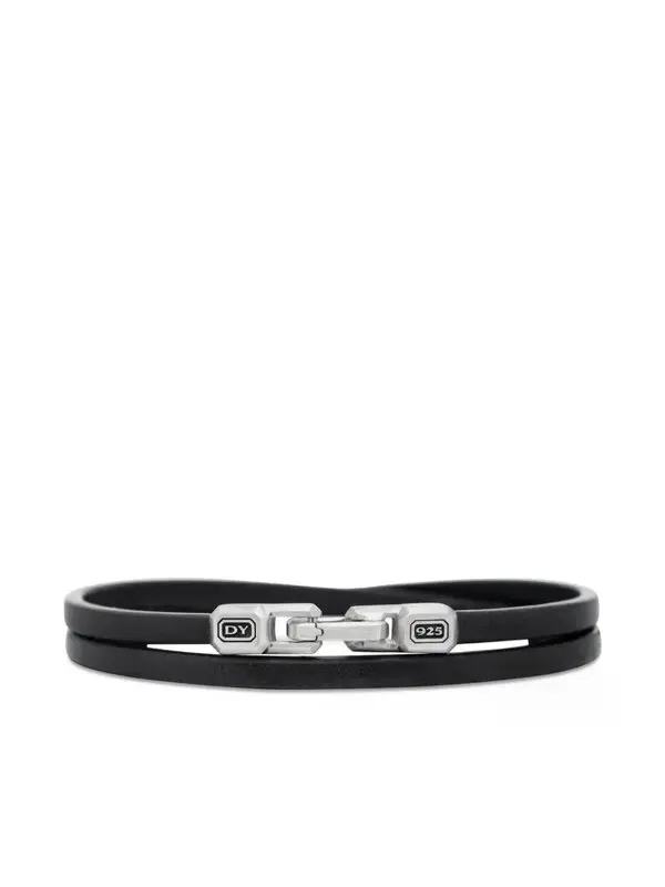 David Yurman Sterling And Leather Double Wrap Bracelet - Silver