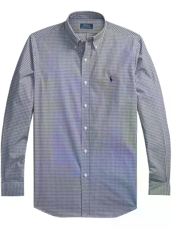Polo Ralph Lauren Mini Check.pattern Cotton Shirt - Blue
