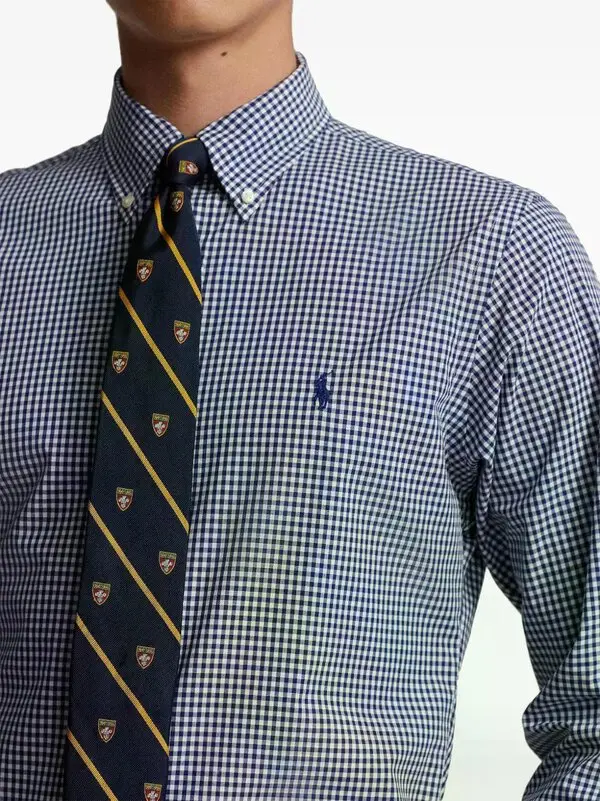 Polo Ralph Lauren Mini Check.pattern Cotton Shirt - Blue