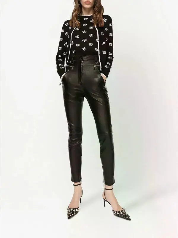 Dolce & Gabbana Zip-detail Faux-leather Trousers - Black