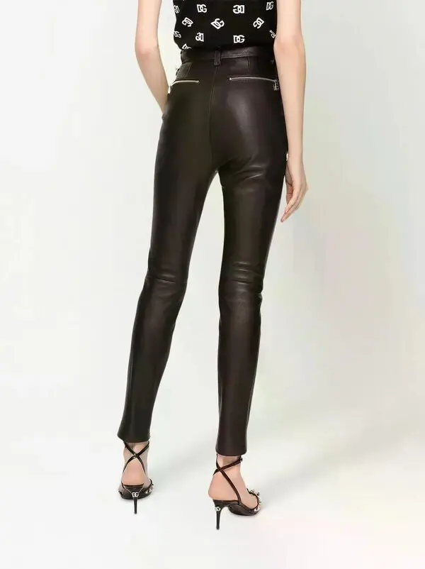 Dolce & Gabbana Zip-detail Faux-leather Trousers