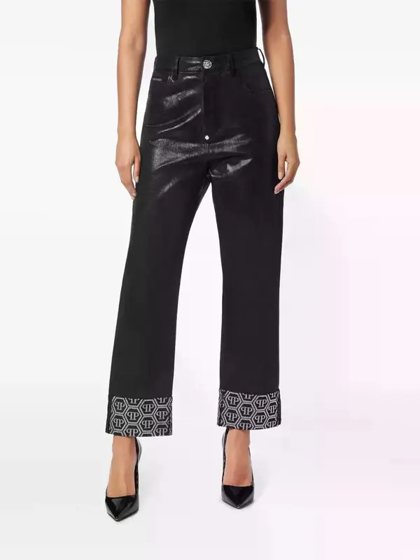 Philipp Plein Monogram Pattern Trousers - Black