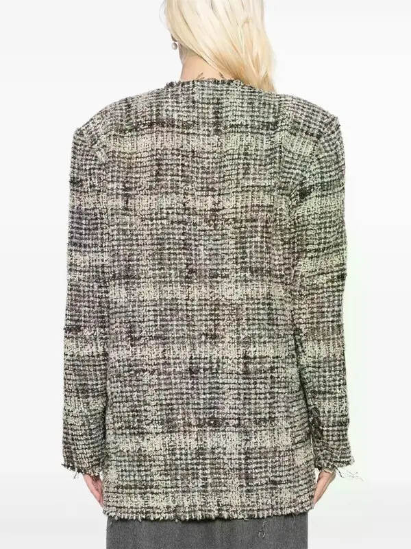 JNBY V-neck Tweed Jacket With Fringed Edge