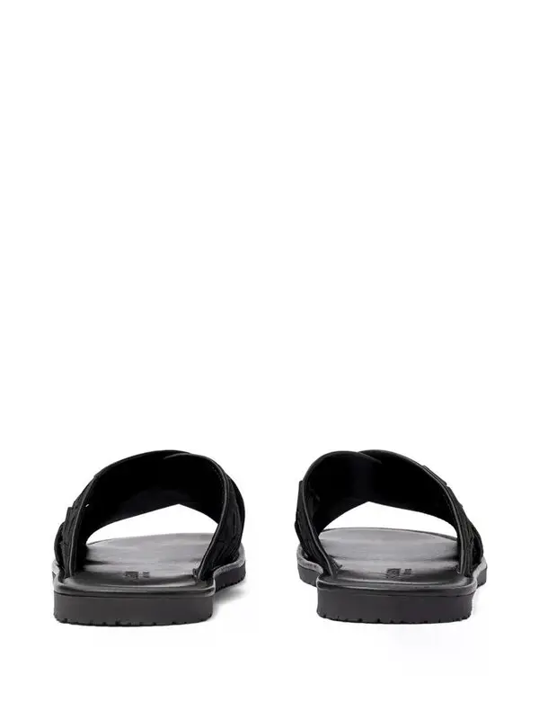 SCAROSSO Ettore Slides With Crossover Strap Detail - Black