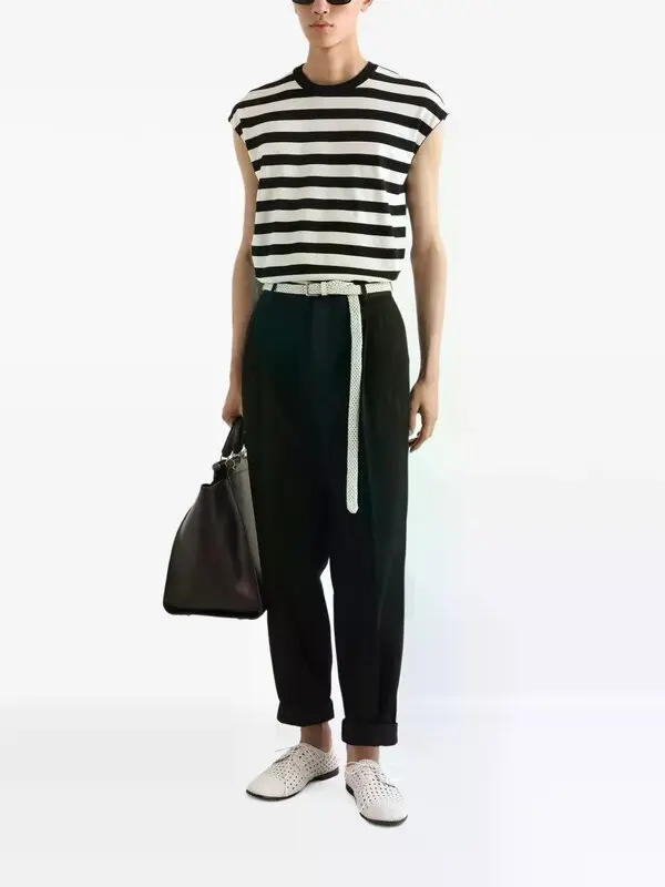 Dolce & Gabbana Striped Sleeveless Crew Neck Top
