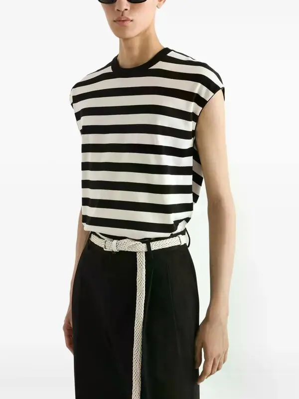 Dolce & Gabbana Striped Sleeveless Crew Neck Top