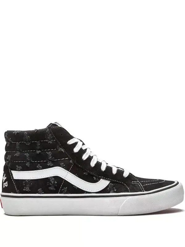 VANS X Supreme Sk8-hi Hole Punch Denim High-top Sneakers - Black