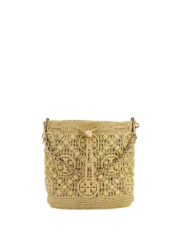 Tory Burch Monogram Pattern Drawstring Bucket Bag
