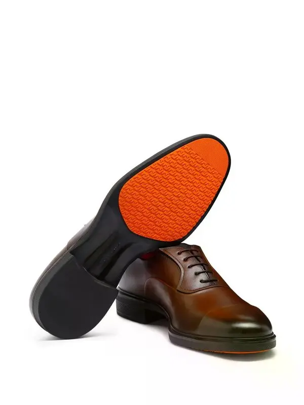 Santoni Leather Oxford Shoes - Brown