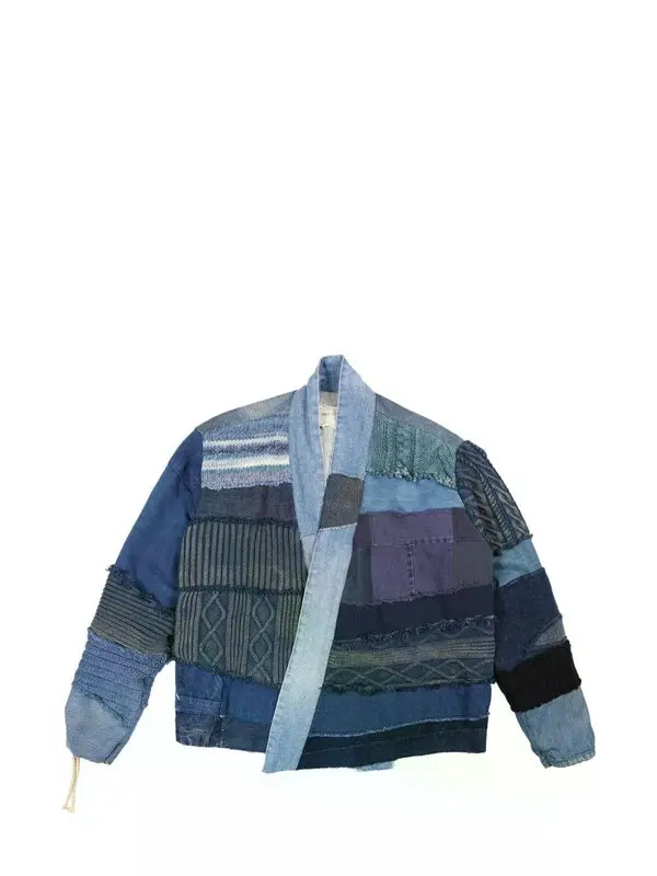 GREG LAUREN Mixed Patchwork Cropped Jacket