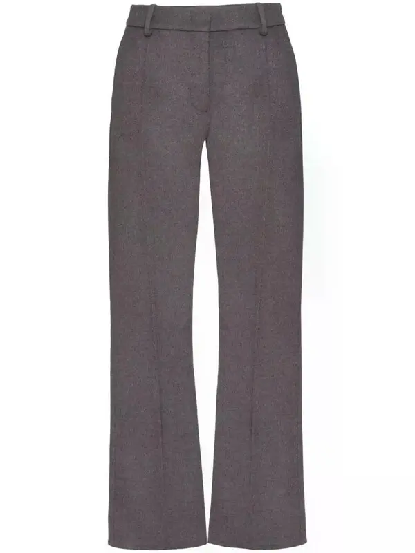 Valentino Garavani Draped Virgin Wool-silk Blend Trousers - Grey