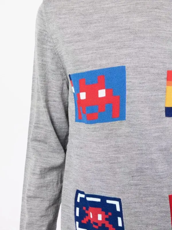 Comme Des Garçons Fine-knit Jumper With Graphic Print