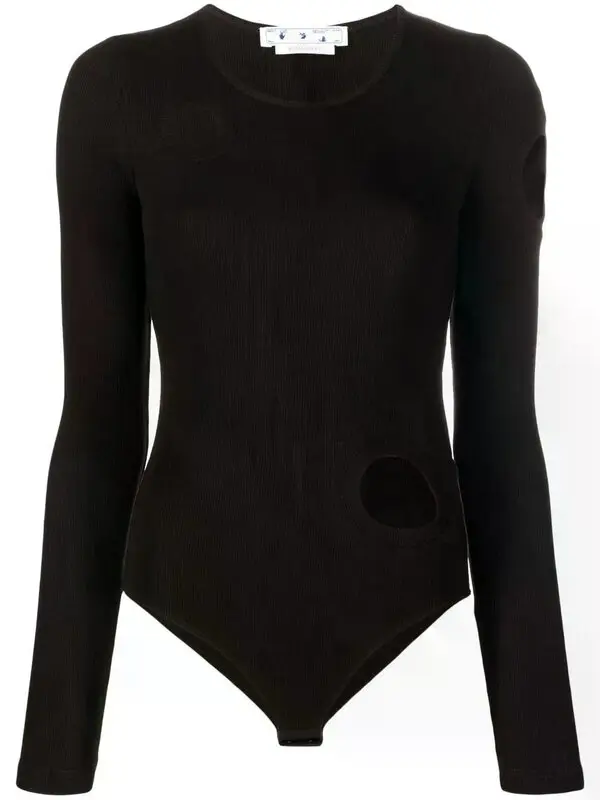 Off-White Cotton-blend Cut-out Bodysuit