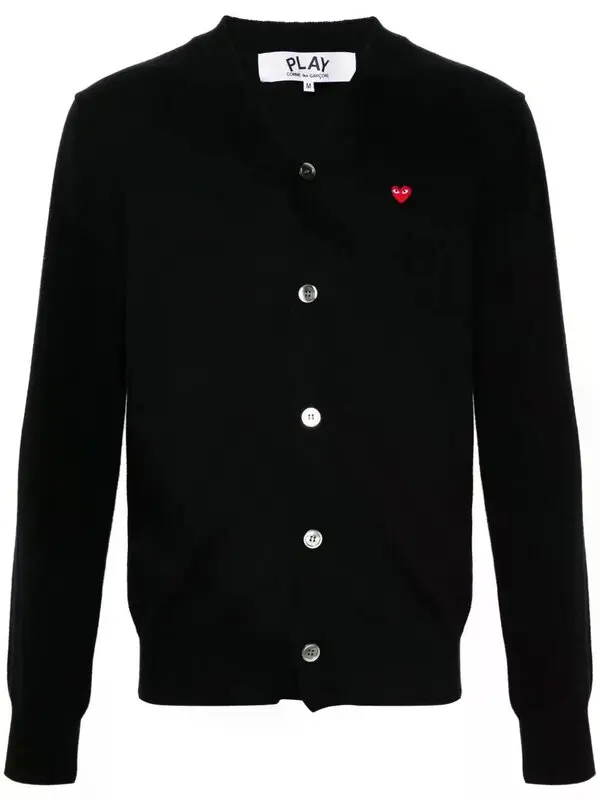 Play Comme Des Garcon Heart-patch Wool Cardigan