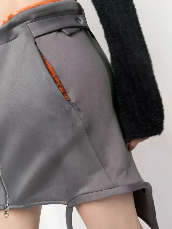 Ottolinger Asymmetric Hem Zip-up Miniskirt In Slate And Pumpkin Orange