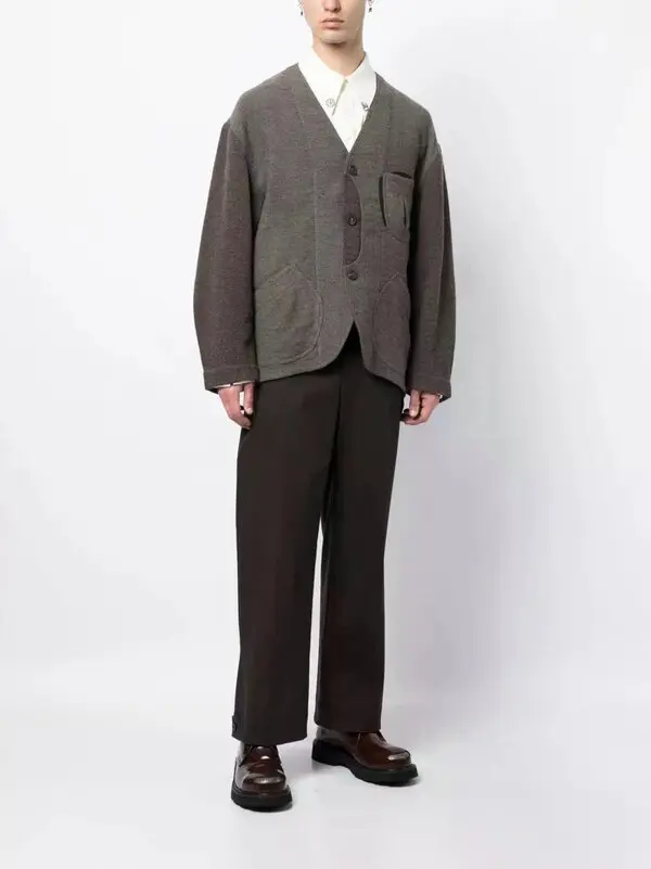 ZIGGY CHEN Patchwork Design V-neck Jacket