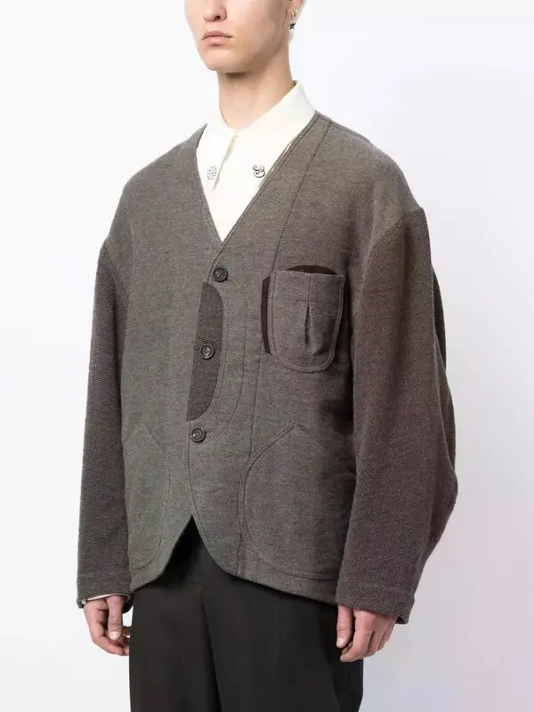ZIGGY CHEN Patchwork Design V-neck Jacket