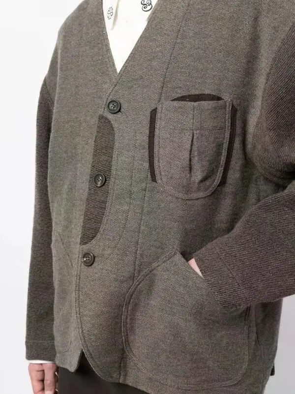 ZIGGY CHEN Patchwork Design V-neck Jacket