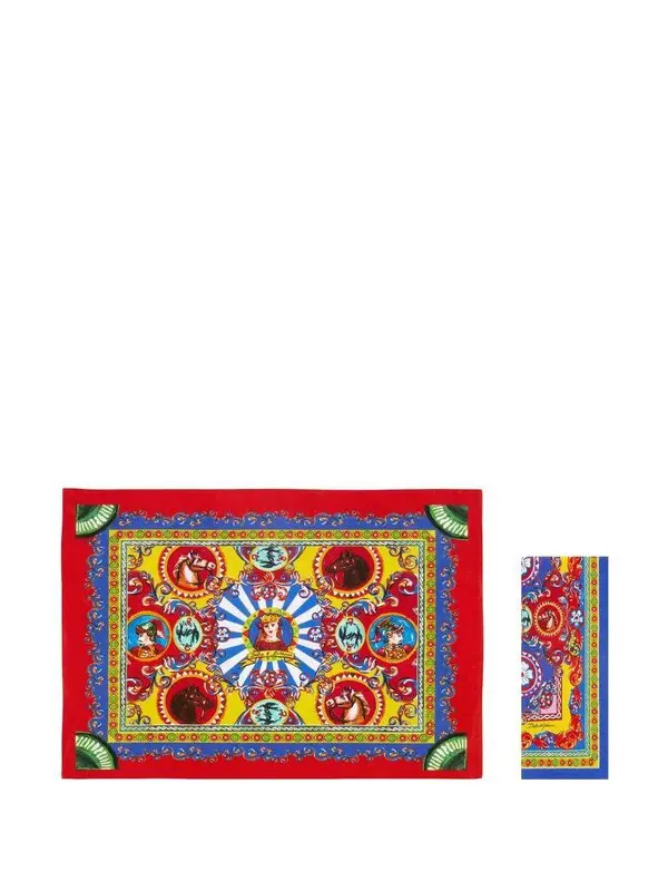 Dolce & Gabbana Carretto-print Placemat And Napkin Set