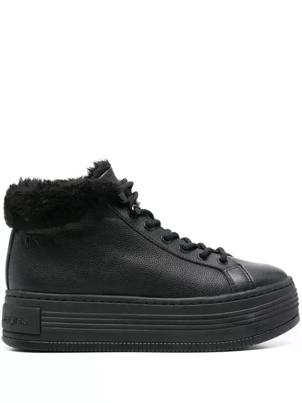 Calvin Klein Leather Lace-up Flatform Sneakers