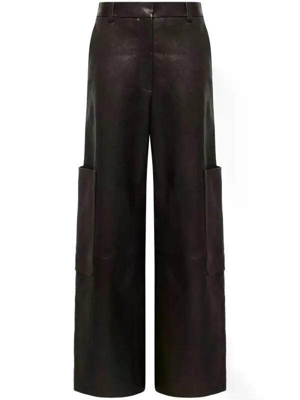 Khaite Chocolate Lambskin Trousers