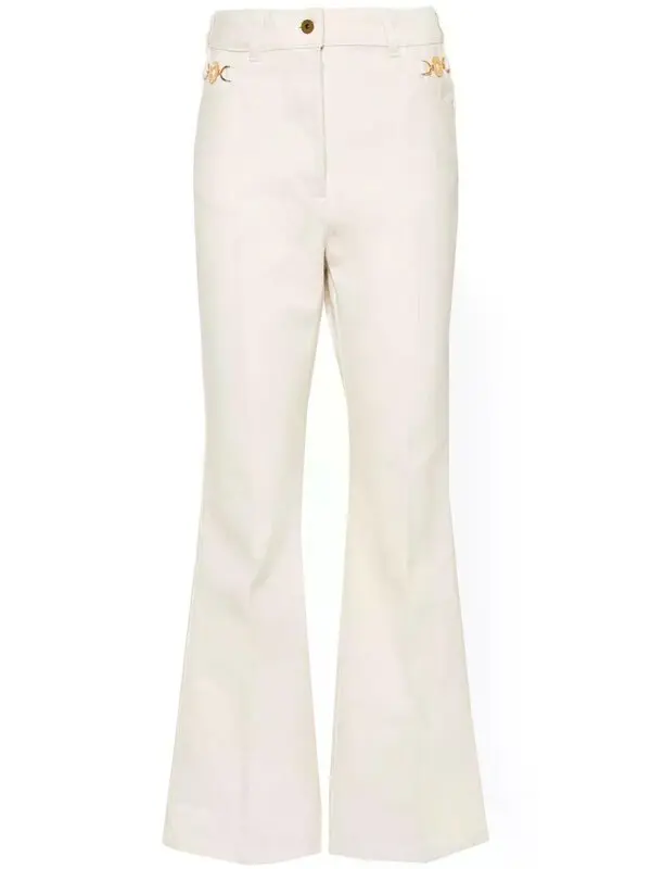 PATOU Flared Cotton Twill Trousers With Metallic Detailing