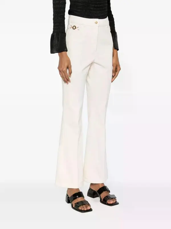 PATOU Flared Cotton Twill Trousers With Metallic Detailing