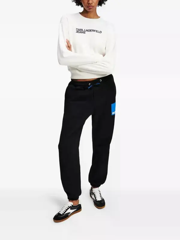 Karl Lagerfeld Organic Cotton Logo Print Track Pants - Black